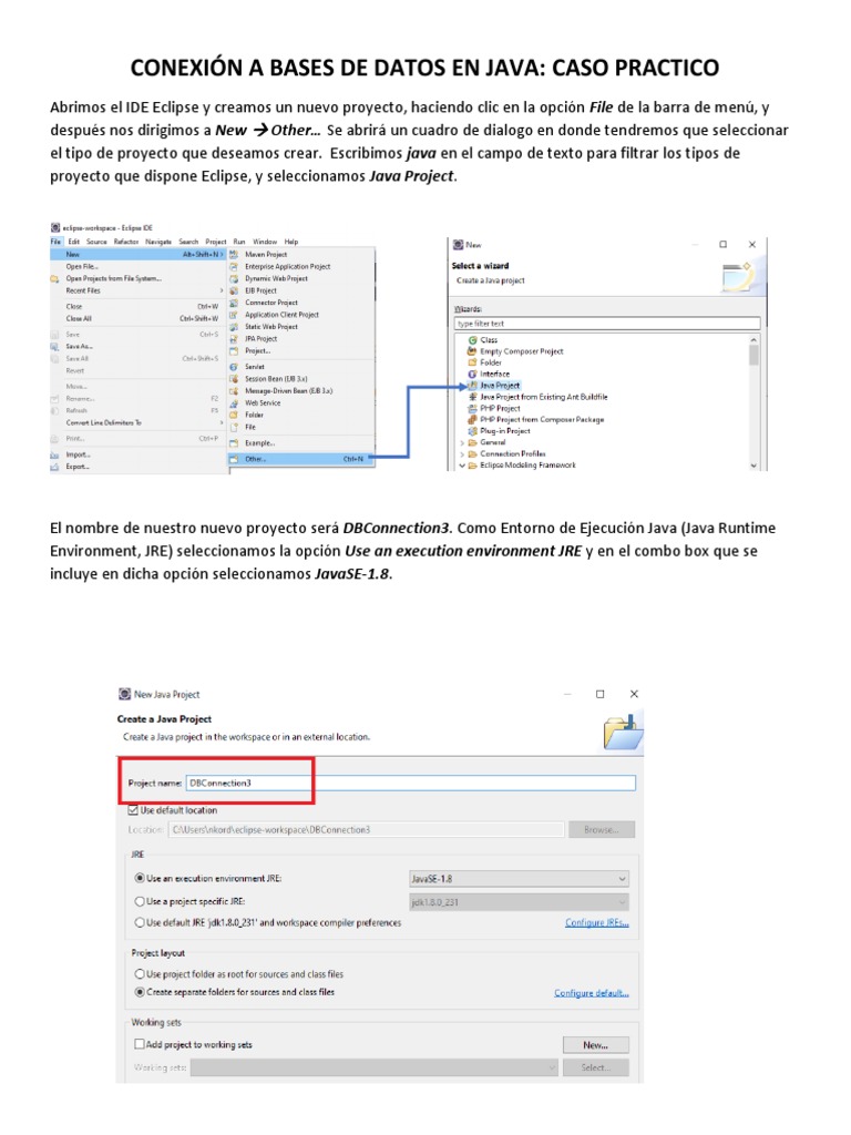 Conexión A Bases de Datos en Java PDF | PDF | Eclipse (software) | Java ...