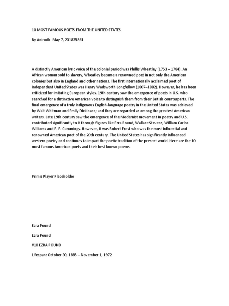 Top 10 Most Famous Poets - Free Printable Templates Hub
