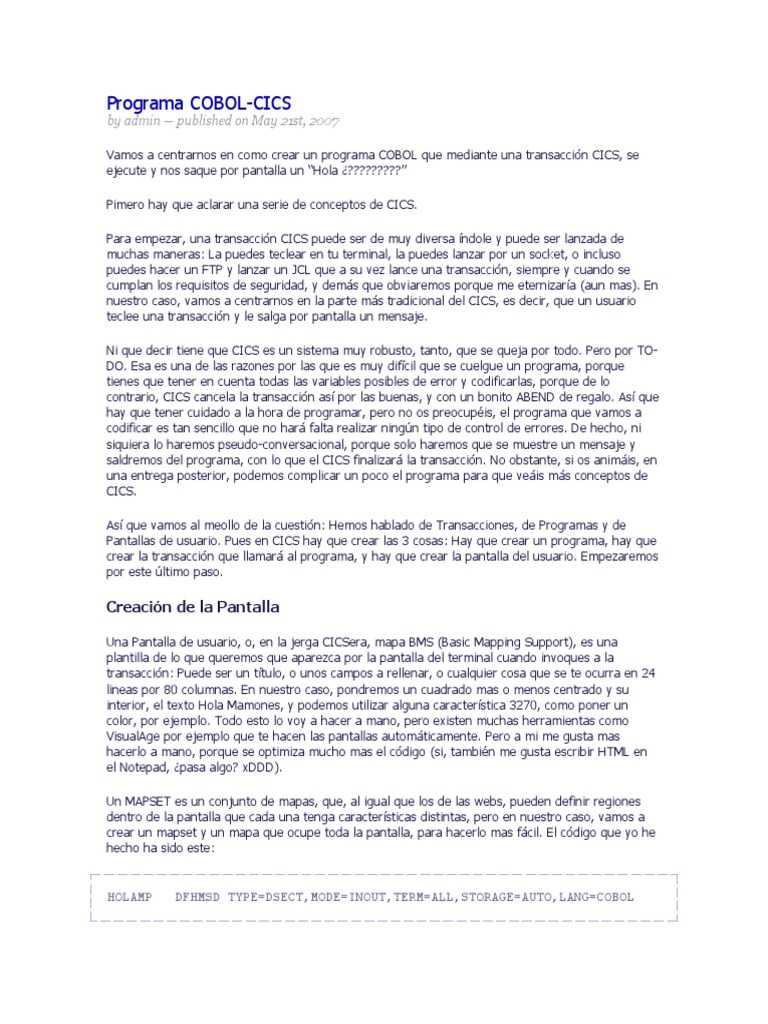 Programa Cobol Cics | PDF | Compilador | Software