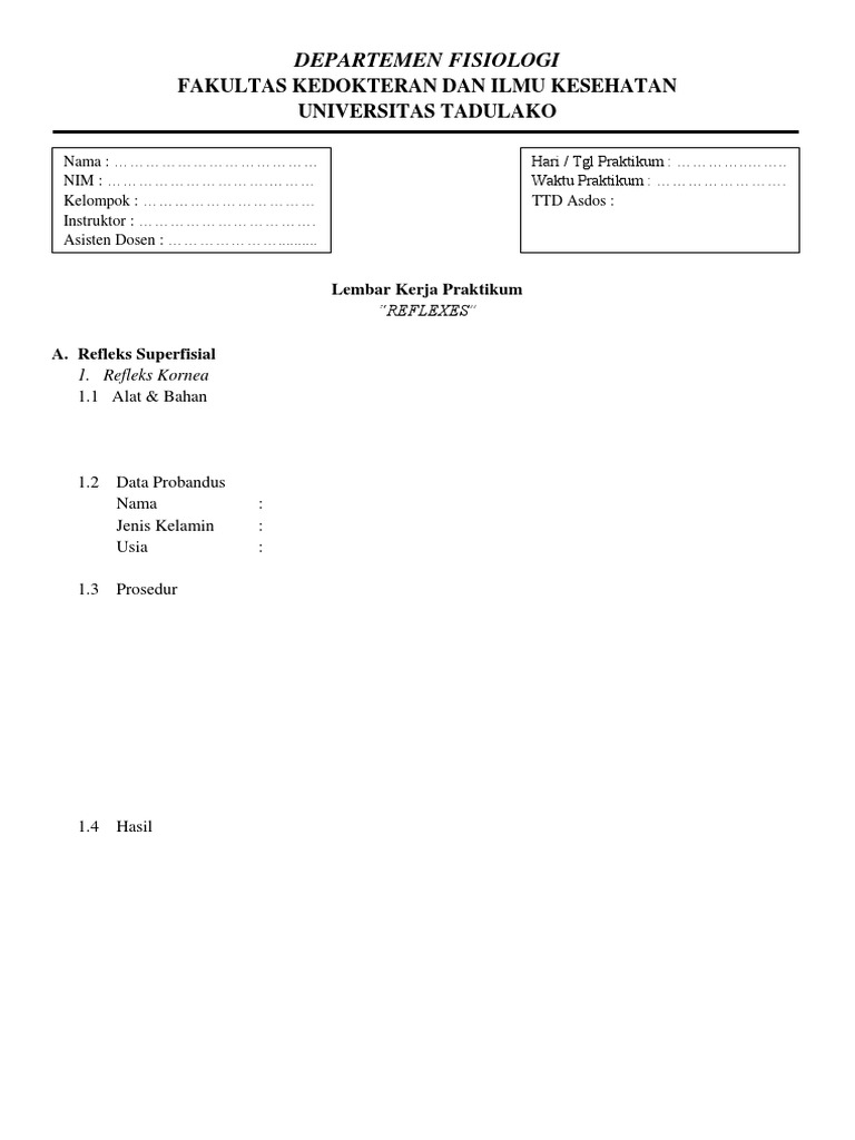 Data Probandus Praktikum Refleks | PDF | Pengembangan Diri