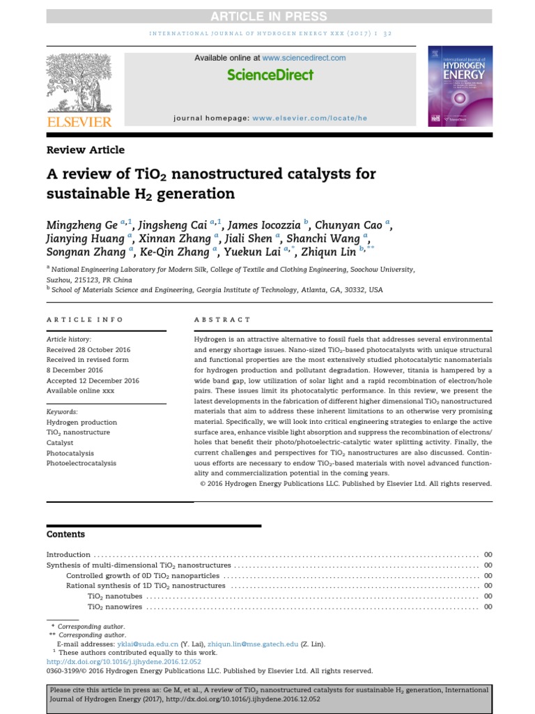 A Review of TiO2 Nanostructured Catalysts For | PDF | Titanium Dioxide ...