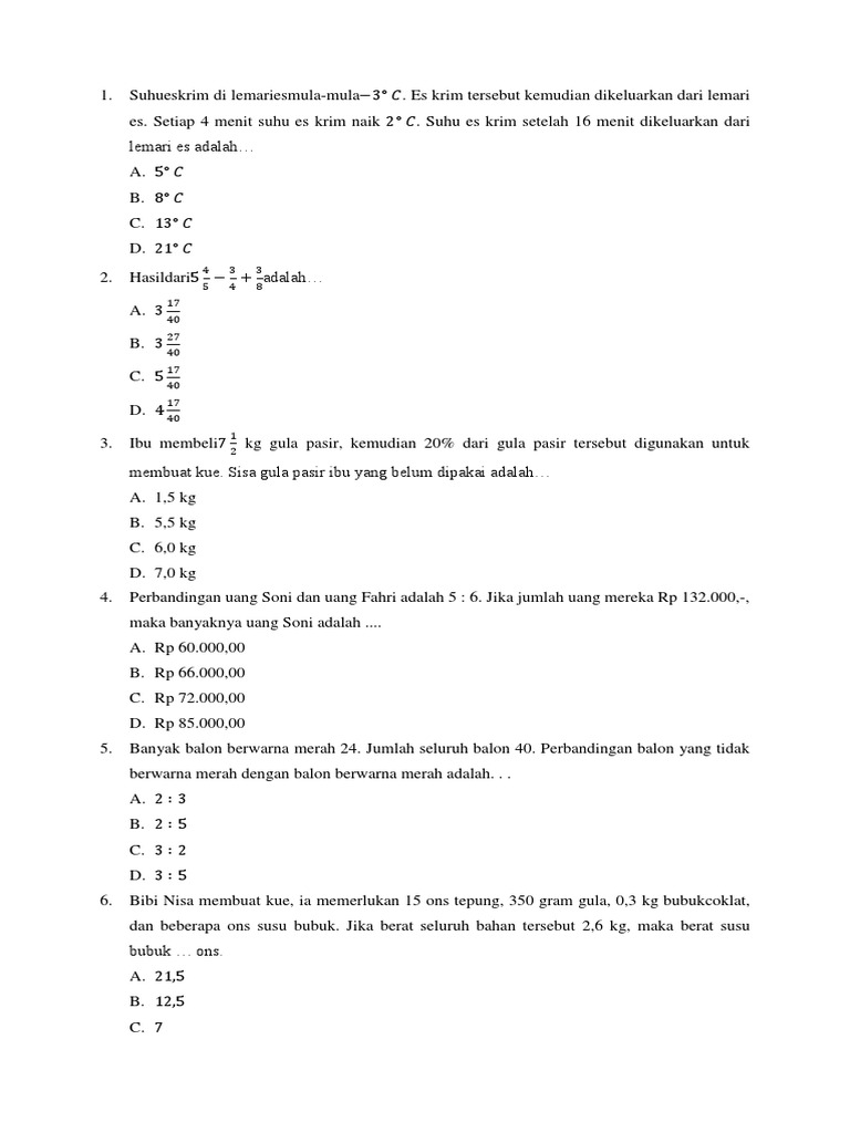 Soal Seleksi PPDB 2019 Matematika | PDF