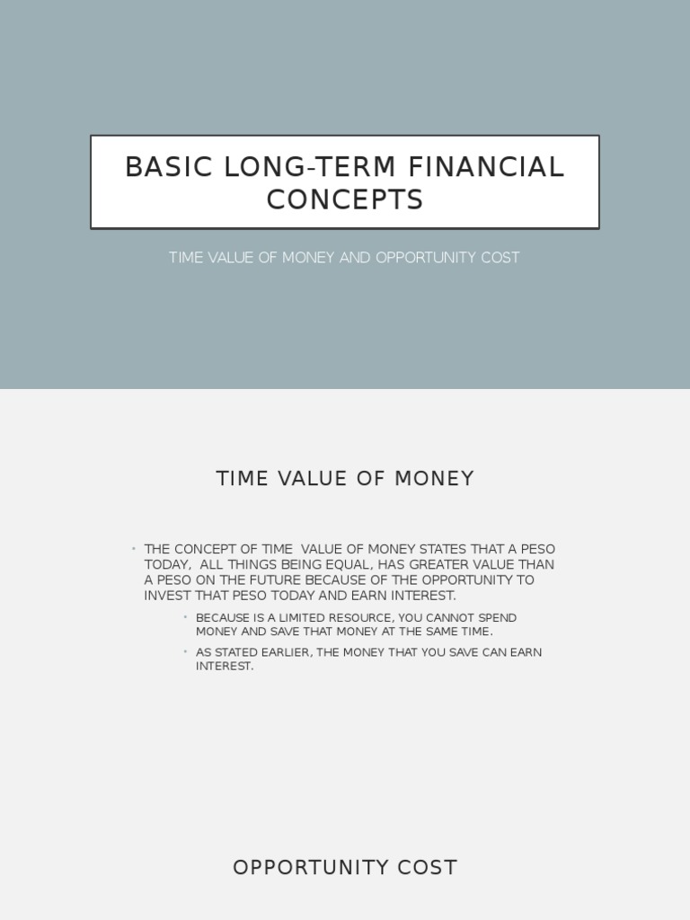 BASIC LONG-TERM FINANCIAL CONCEPTS.pptx | Present Value | Interest | Free 30-day Trial | Scribd