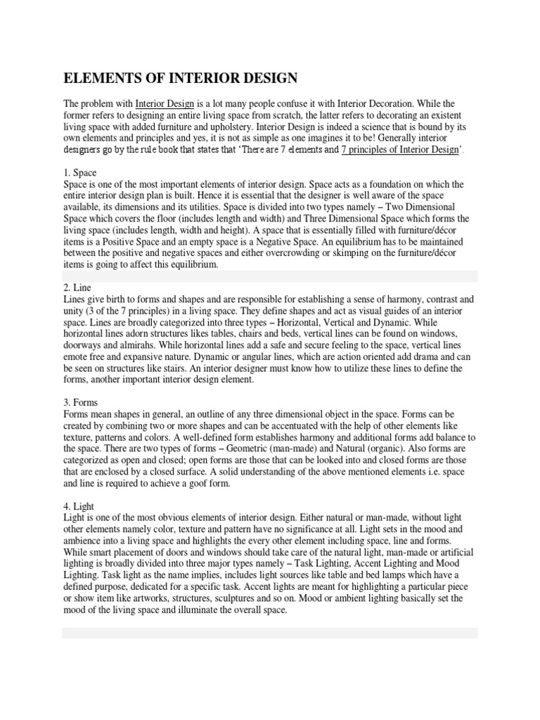 Elements & Principles of Interior Design | PDF | Shape | Interior Design