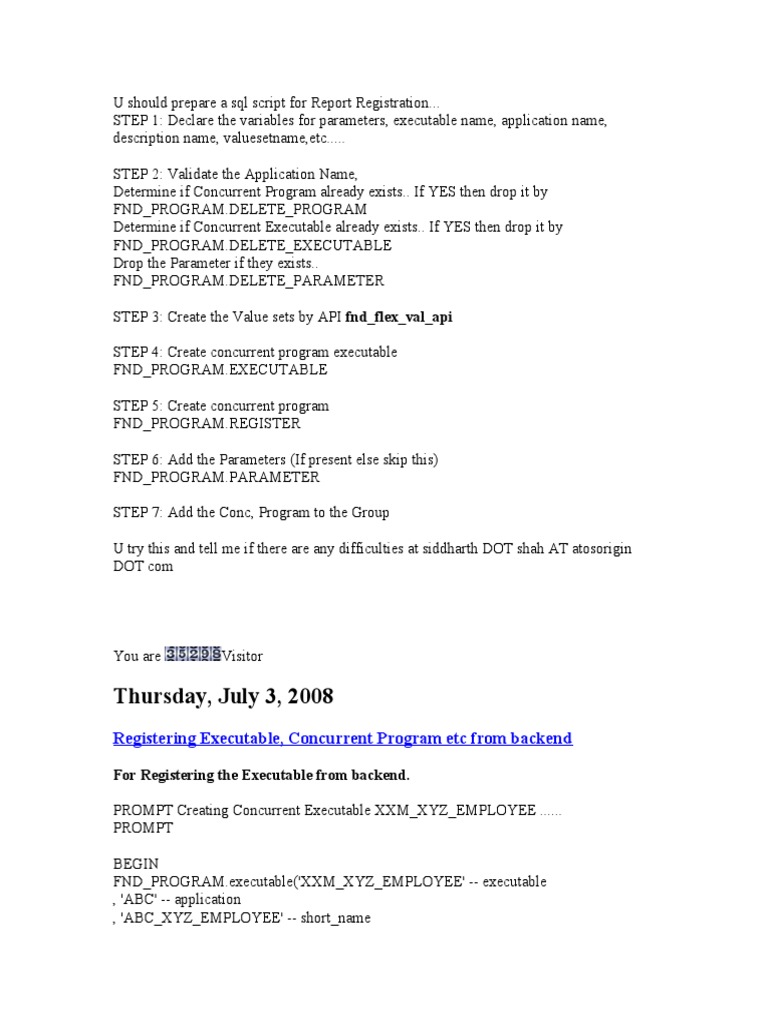 SQL Script for Registering Concurrent Programs | PDF | Parameter (Computer Programming) | Data ...