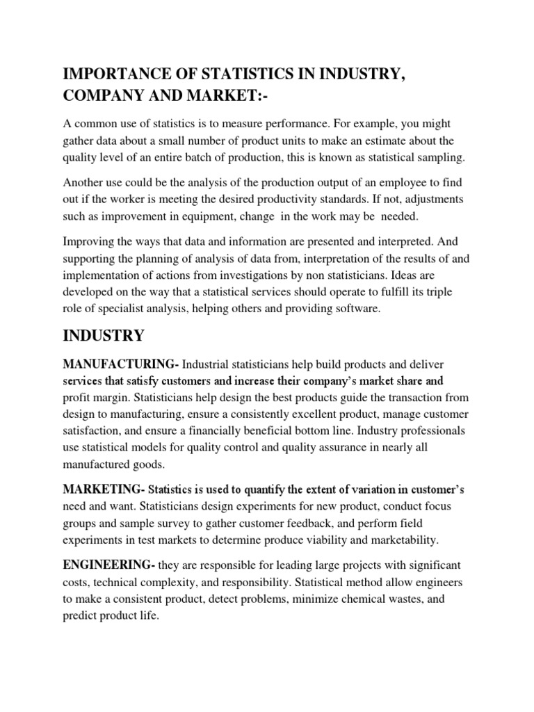 Importance of Statistics in Industries | PDF | Statistics | Data Analysis