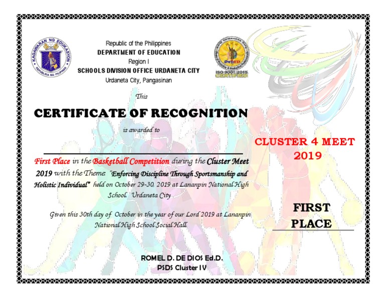 Intrams-Certificate-2019 3 | PDF