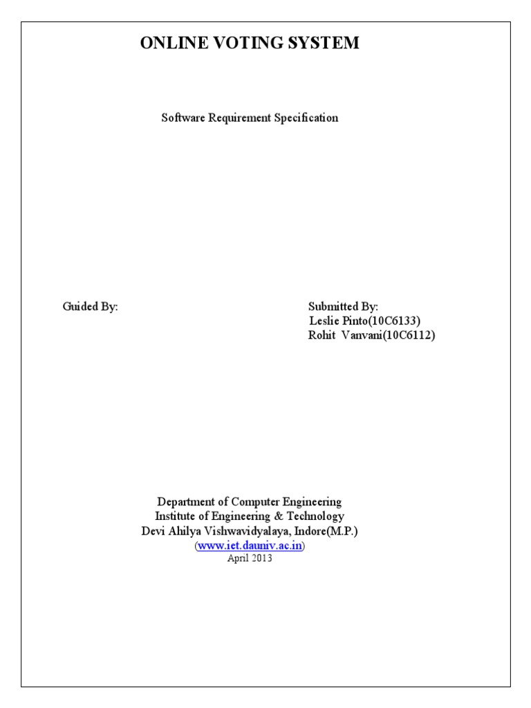 Online Voting System SRS | Download Free PDF | Web Server | Internet & Web
