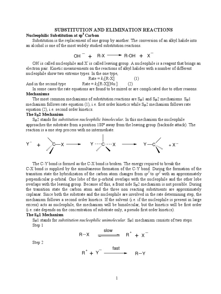 Substitution V Elimination | PDF | Chemical Reactions | Unit Processes