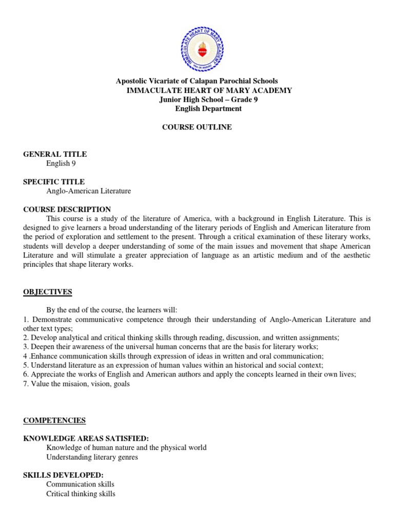 Course Outline English 9 | PDF | English Literature | Critical Thinking