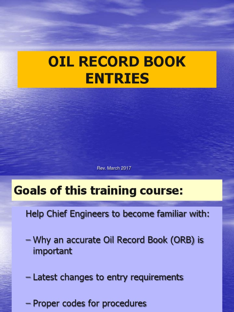 5 ORB Entries Training 2017 | PDF | Fuel Oil | Pollution