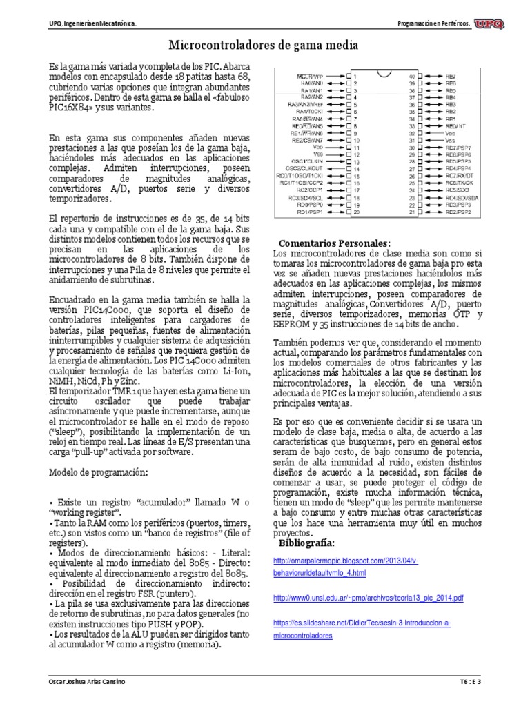 Microcontroladores de Gama Media | PDF | Microcontrolador | Electrónica ...