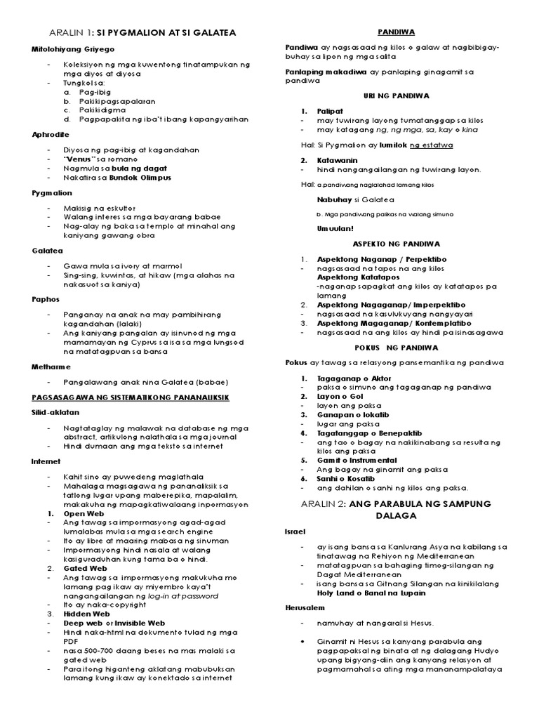 1-Filipino (Summary) | PDF