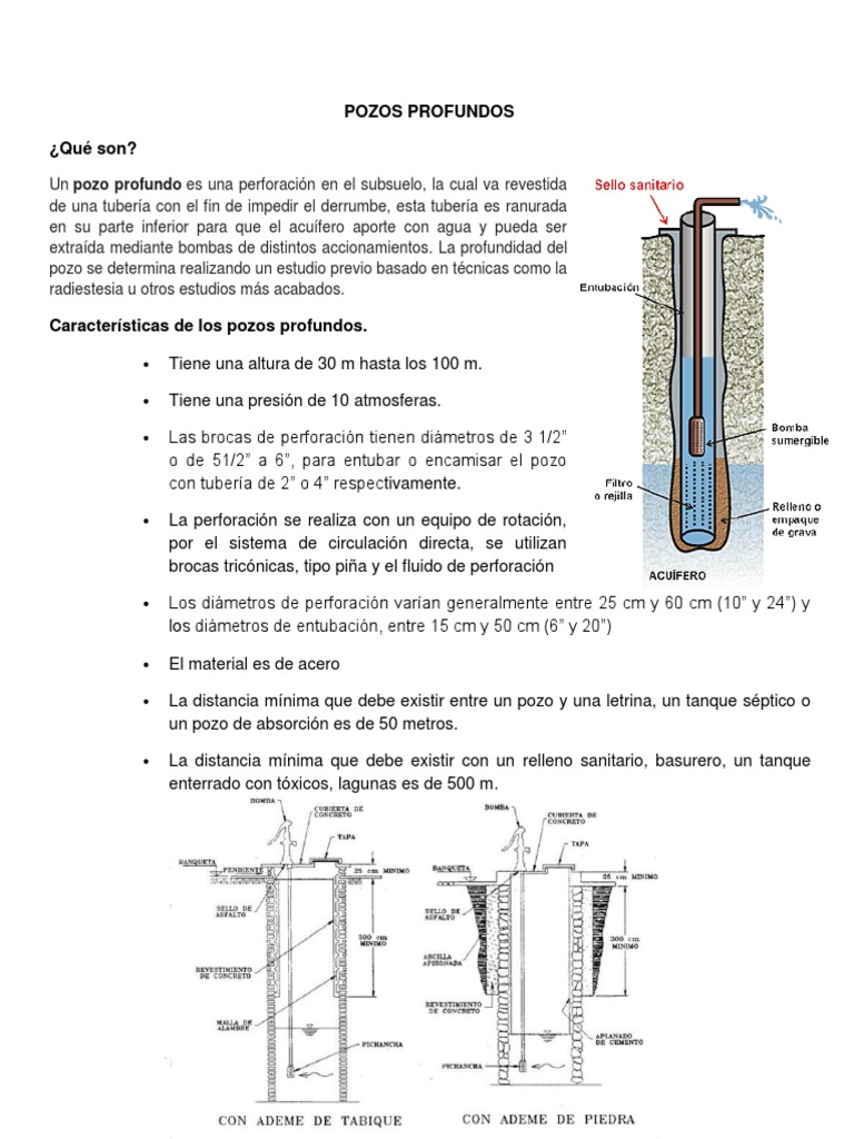 Esquema De Construcción De Pozos Profundos Pdf Agua Subterránea