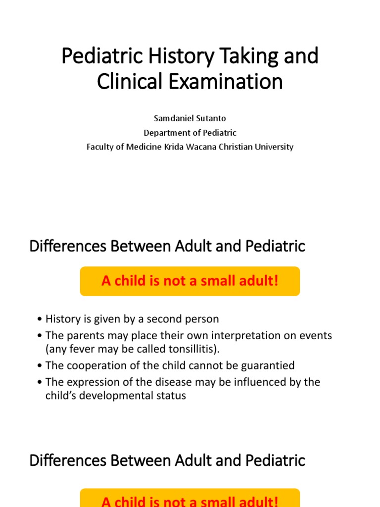 Pediatric History Taking and Clinical Examination | PDF