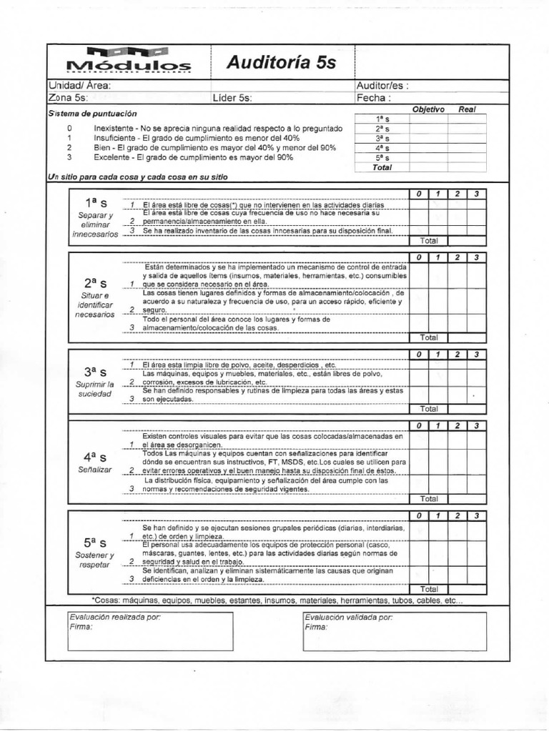 Formato de Auditoria 5S | PDF