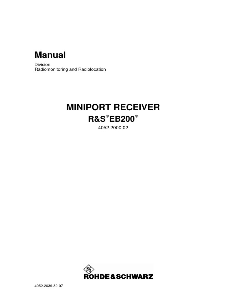 Manual ROHDE - SCHWARZ - EB200 | PDF | Input/Output | Electrical Engineering