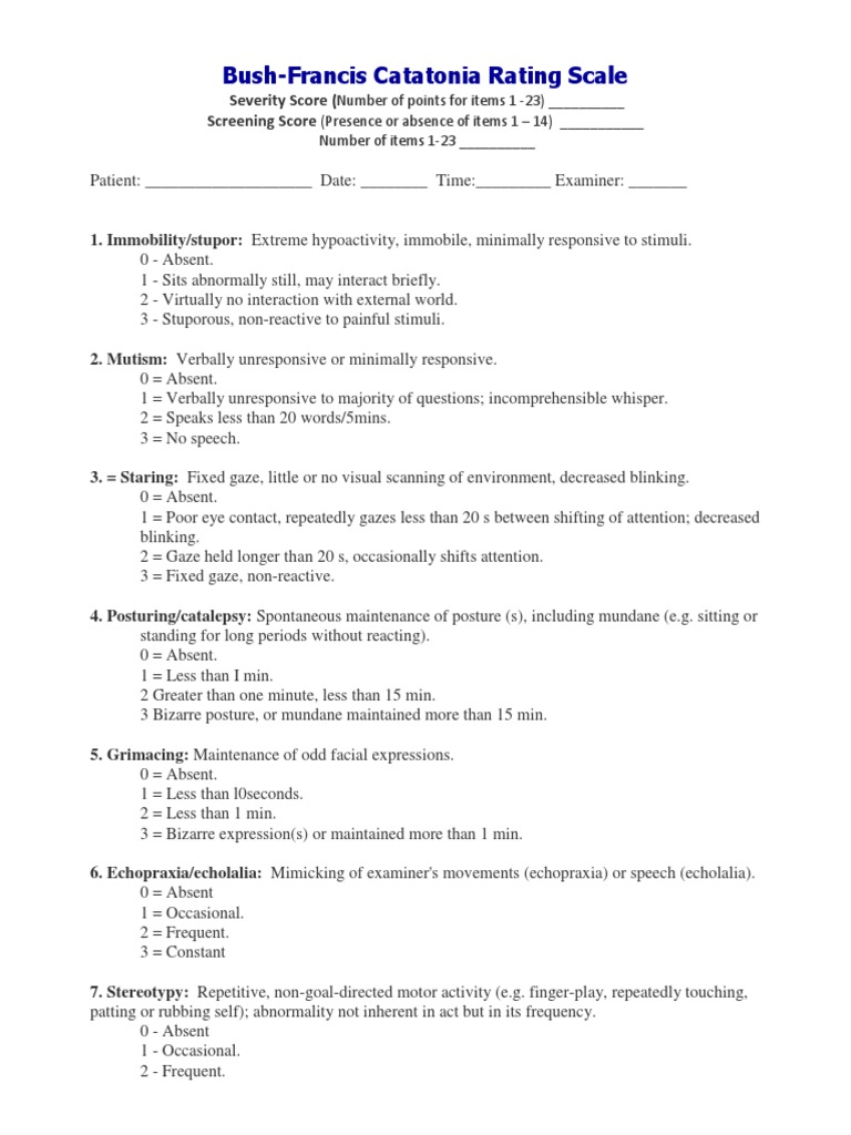 Bush Francis Scale With A Few References 4 18 19 | PDF | Hand ...