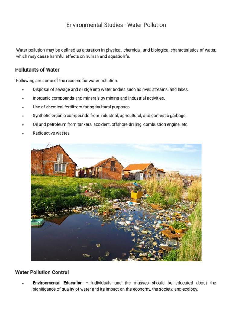 Environmental Studies - Water Pollution - Tutorialspoint | PDF