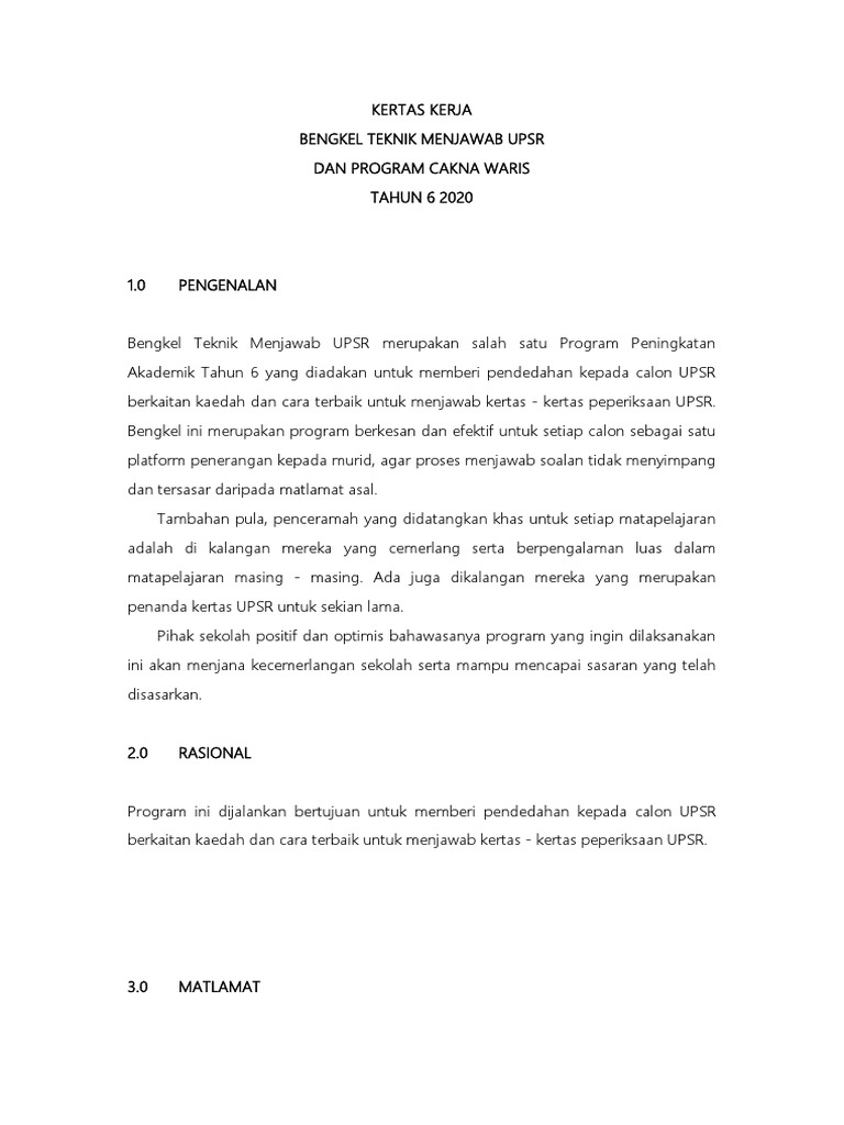 Kertas Kerja Bengkel Teknik Menjawab | PDF