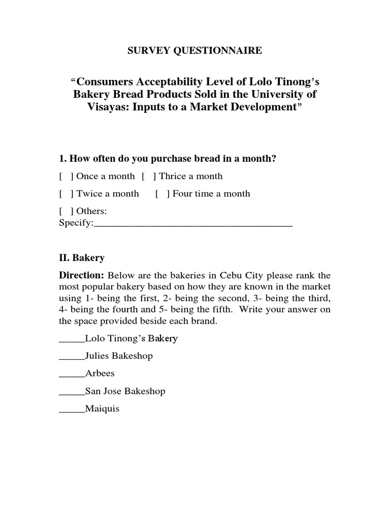 Survey Questionnaire | PDF