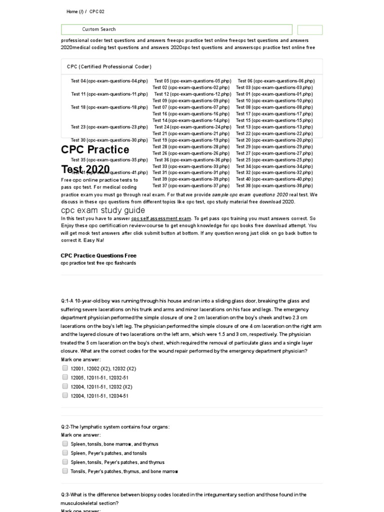 Cpc Exam Practice Test