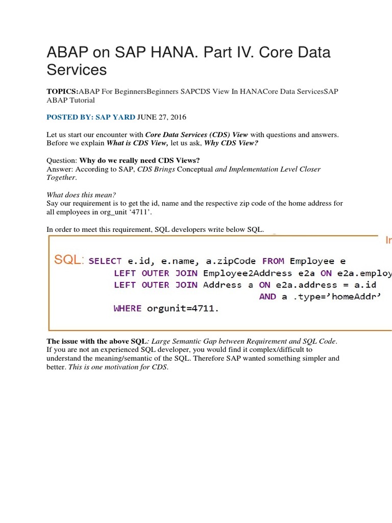 ABAP On SAP HANA | PDF | Databases | Conceptual Model