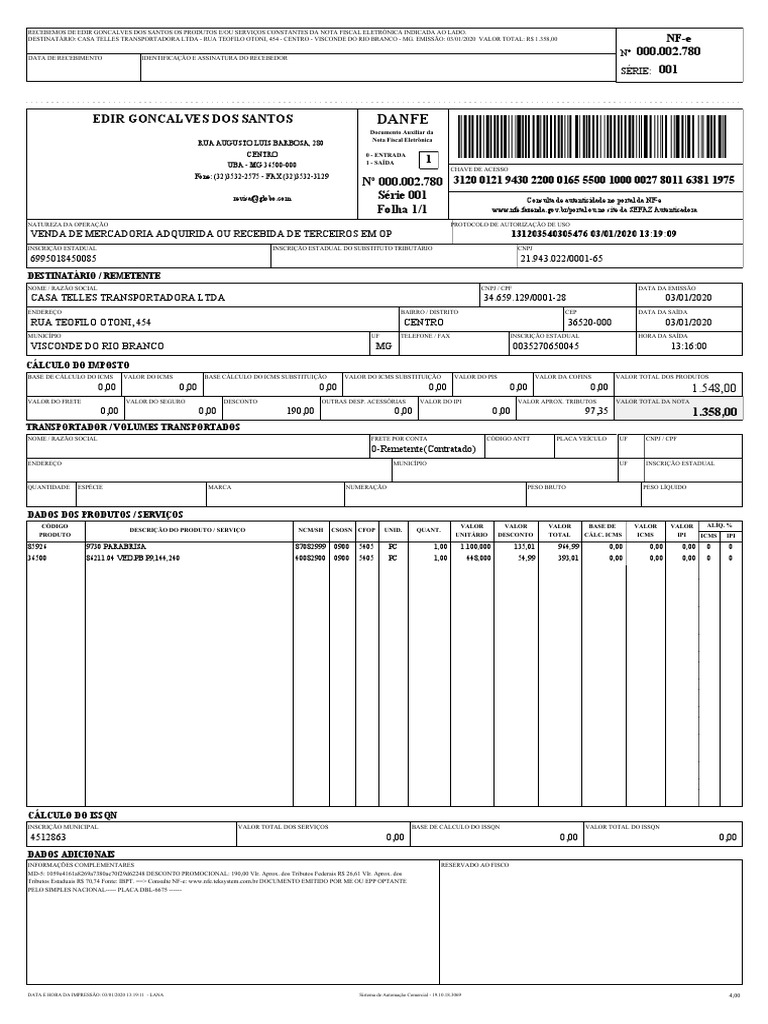 Nfe PDF | PDF | Recibo | Serviços (economia)