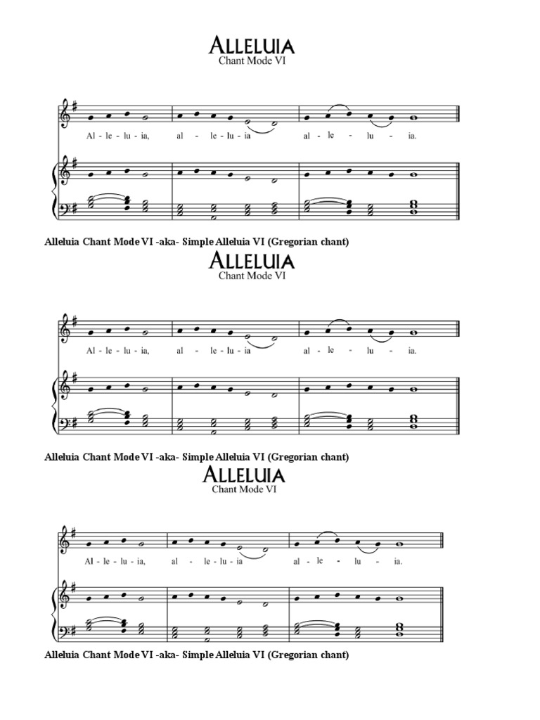 Alleluia Chant Mode VI - Aka - Simple Alleluia VI (Gregorian Chant) | PDF