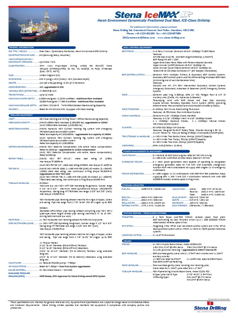 Stena-IceMAX Technical-Specification APR2018 | PDF | Crane (Machine ...