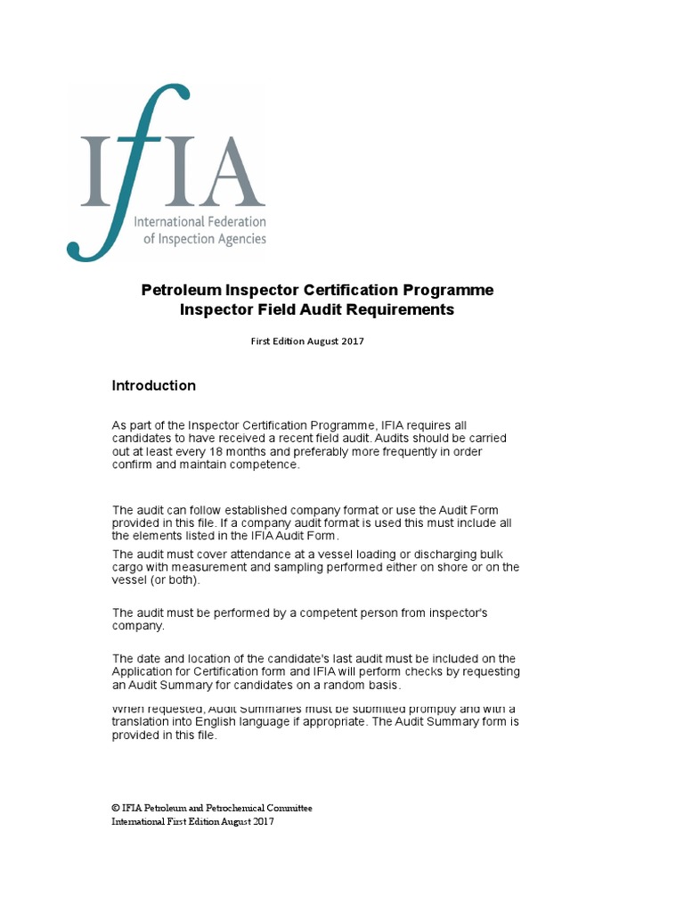 IFIA Inspector Field Audit Guide 08 2017 | PDF | Personal Protective ...
