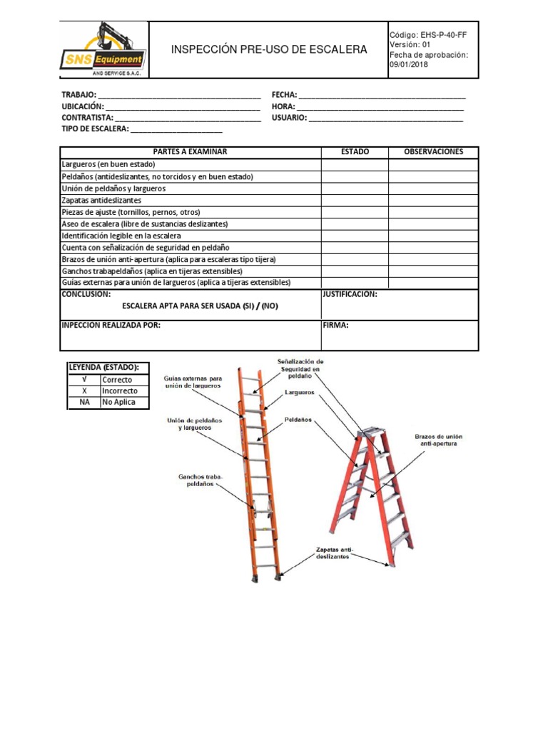 Checklist Pre Uso Escaleras | PDF