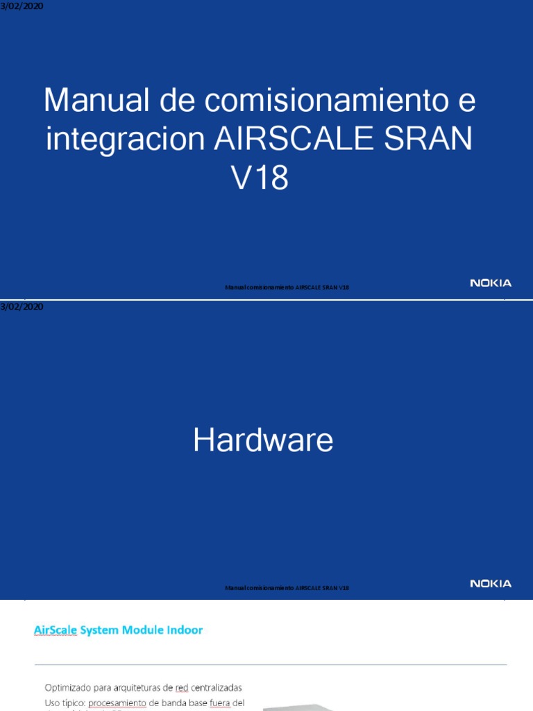 Manual de Comisionamiento e Integracion AIRSCALE SRAN V18 - V1 | PDF | Tecnología de información ...