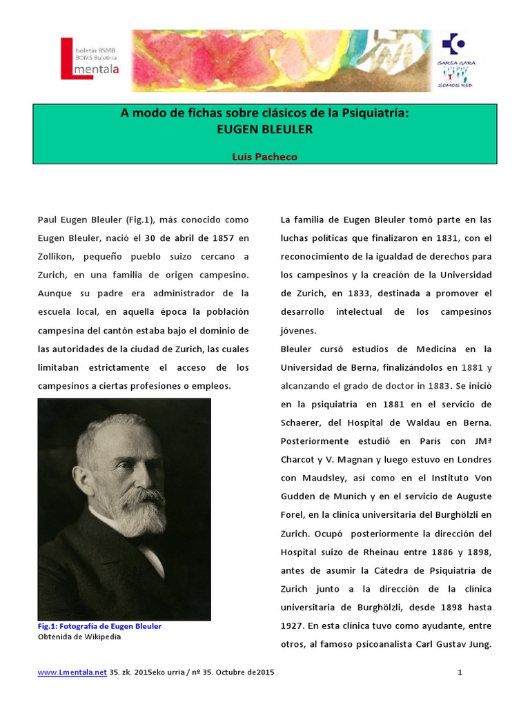 Eugen Bleuler | PDF | Esquizofrenia | Paranoia