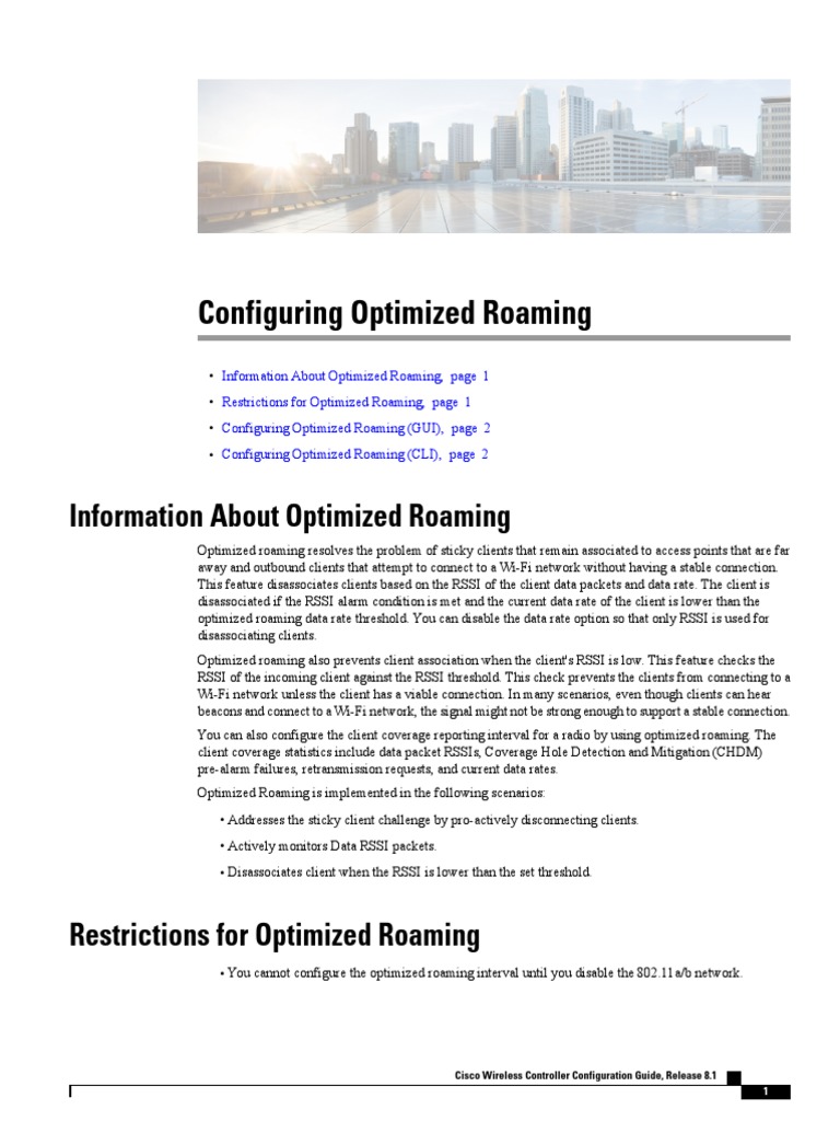 Configuring Optimized Roaming PDF | PDF | Roaming | Wi Fi
