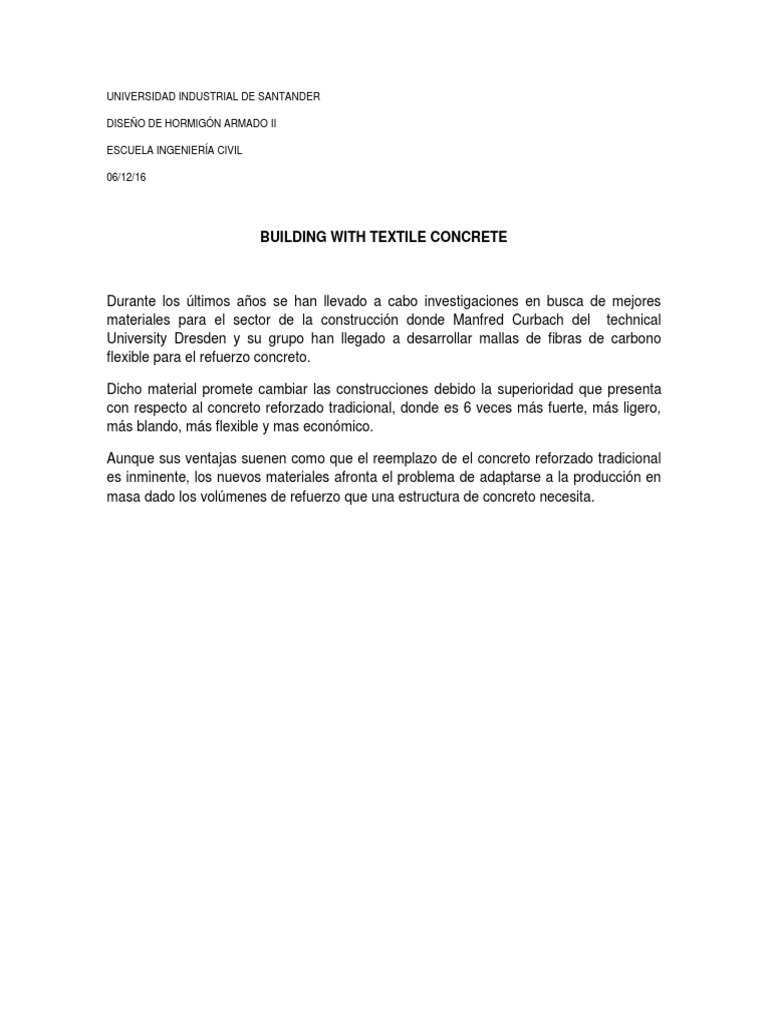 Building With Textile Concrete | PDF | Arte | Ciencia y matemáticas