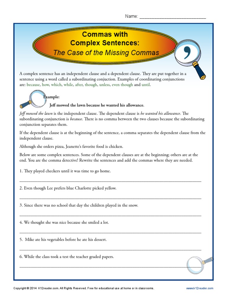 Commas With Complex Sentences PDF | PDF | Comma | Linguistic Morphology