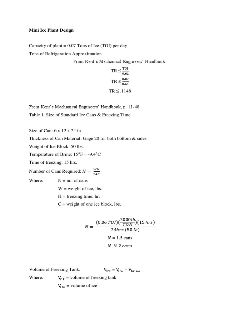 Ice Plant Calculation | PDF | Ice | Ton