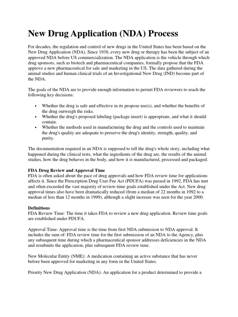 New Drug Application Process | Food And Drug Administration | Pharmacy