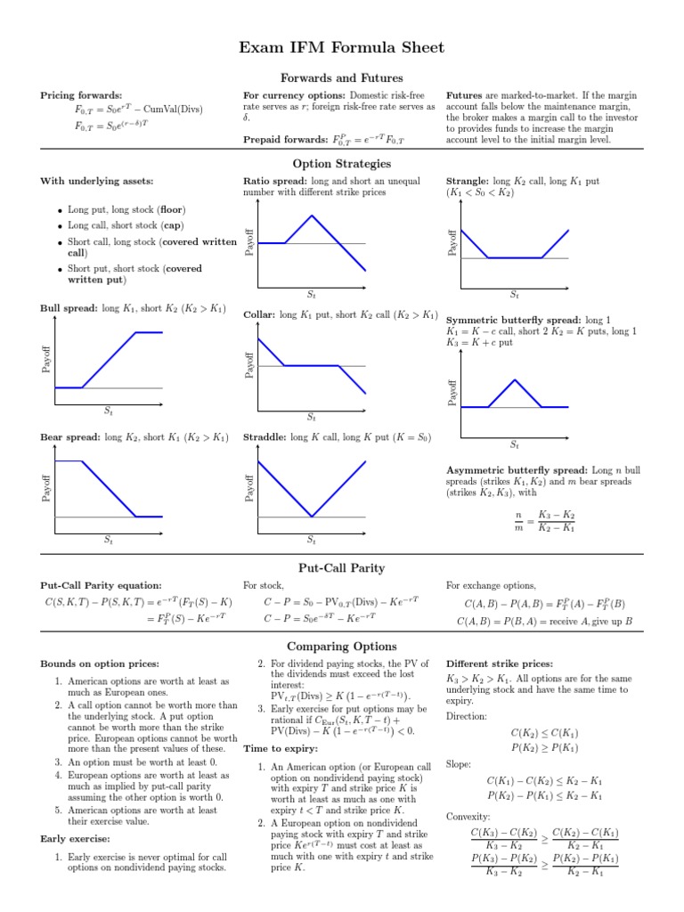 FormulaSheet For IFM Exam | PDF | Bonds (Finance) | Fannie Mae