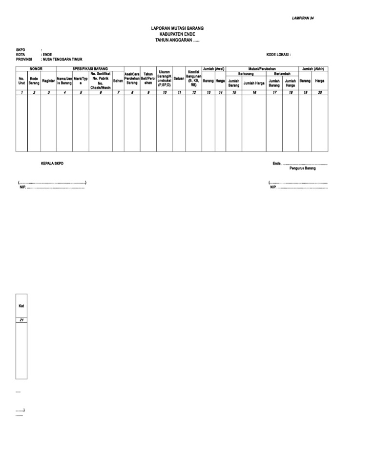 Lampiran 34 Laporan Mutasi Barang | PDF