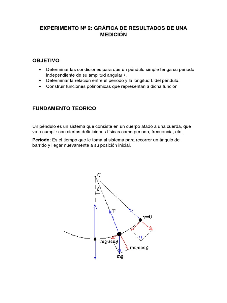 EXPERIMENTO #2 Pendulo | PDF | Péndulo | Medición
