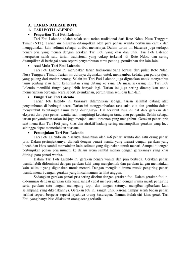 Tarian Daerah Rote | PDF
