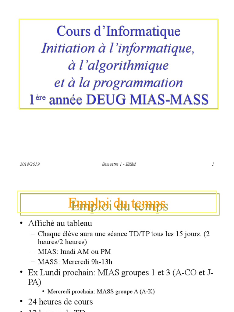 Cours Algo | PDF | Langage de programmation | Programme informatique