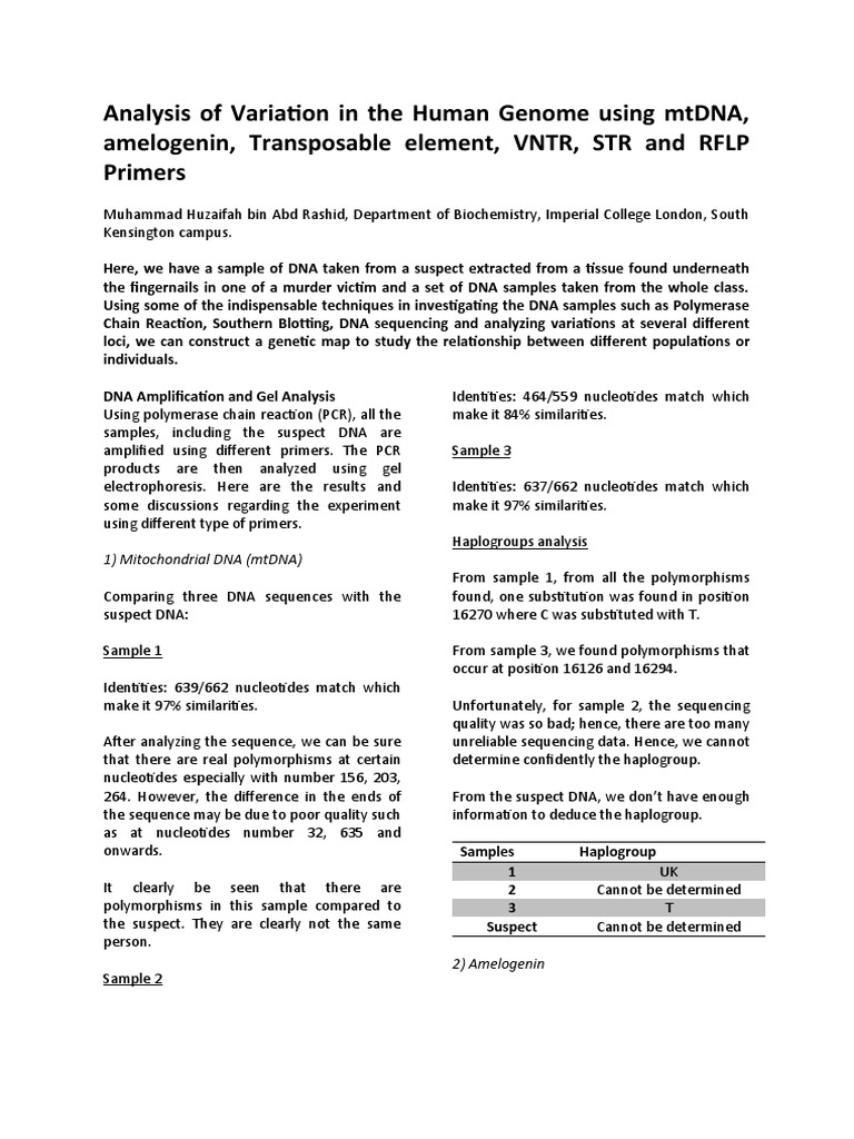 Genetics and Genomics Practical 2 | PDF | Genetics | Dna Profiling
