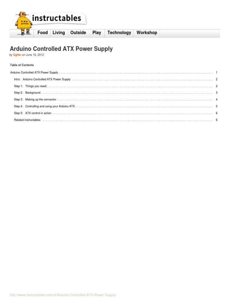 Arduino Controlled ATX Power Supply | PDF | Electrical Connector ...