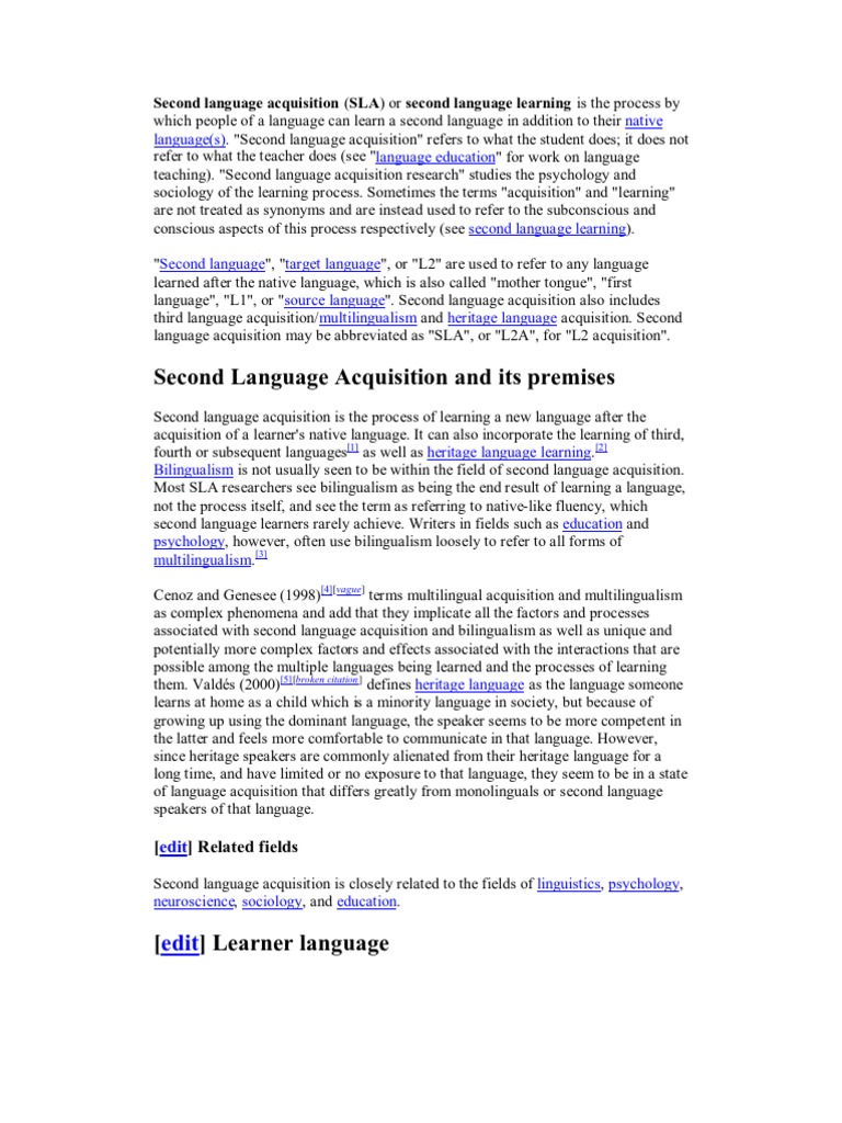 Second Language Acquisition Insights | PDF | Second Language ...