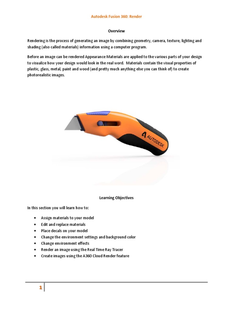 A Guide to Applying Materials, Editing Textures, and Rendering in Autodesk Fusion 360 | PDF ...