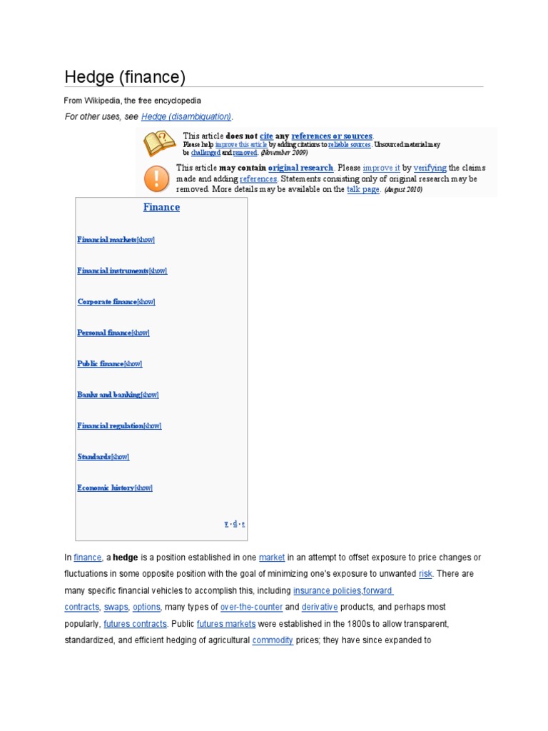 Hedge | PDF | Hedge (Finance) | Financial Risk