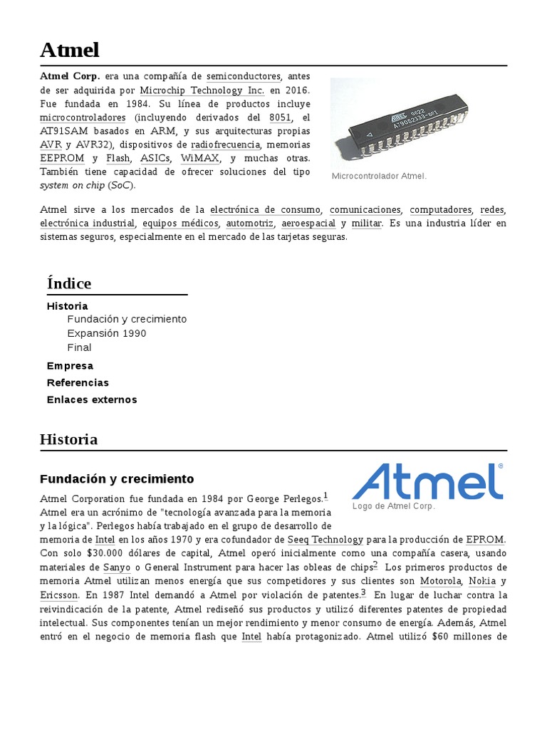 Atmel | PDF | Empresas de electrónica de los Estados Unidos | Informática